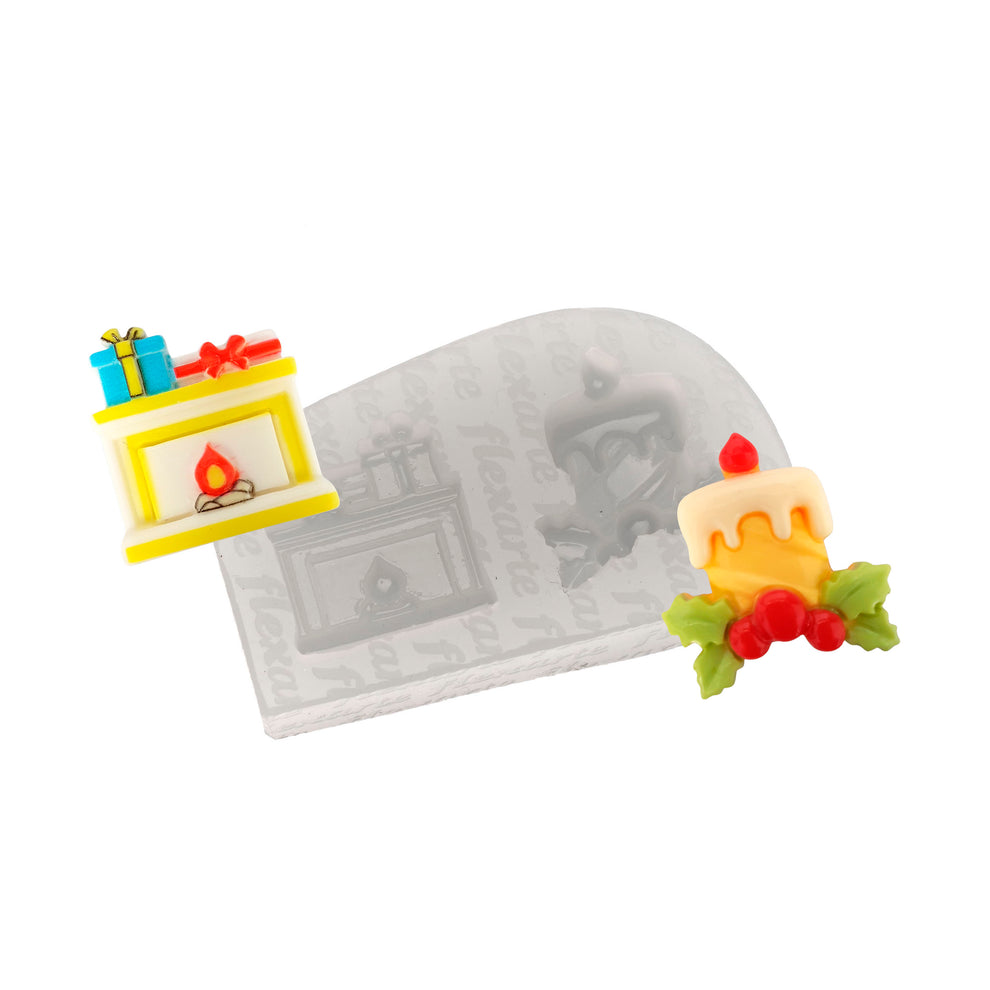 Molde de Silicone 1019 - Vela de Natal + Lareira Peq. 2cm – Flexarte ...